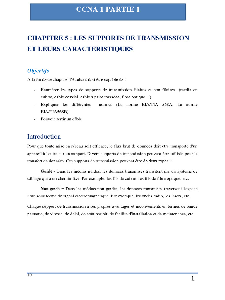 PDF Chapitre 5 Ccna 1 | PDF | Fibre optique | Câble coaxial