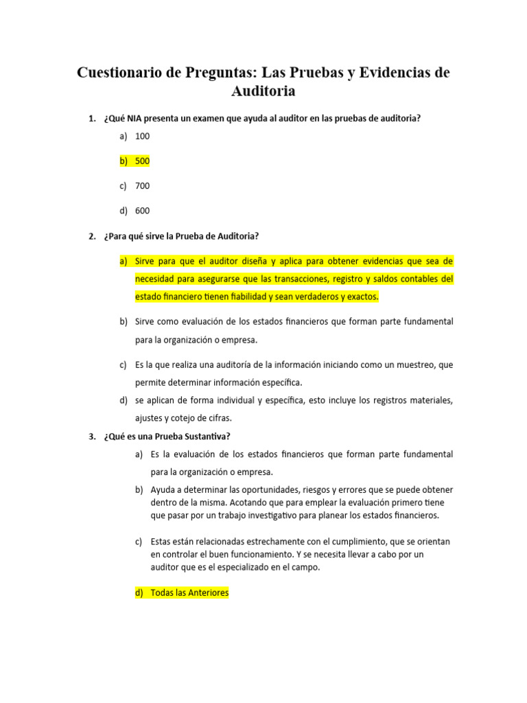 Puebas y Evidencias de Auditoría | PDF | Auditoría | Estado financiero
