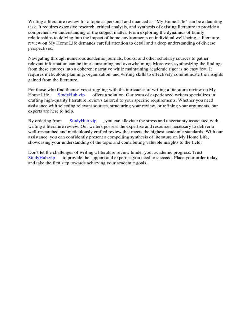 Literature Review Guide on My Home Life | PDF | Expert | Social Work