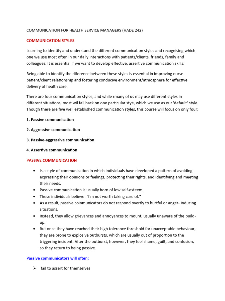 COMMUNICATION STYLE | PDF | Communication | Anger