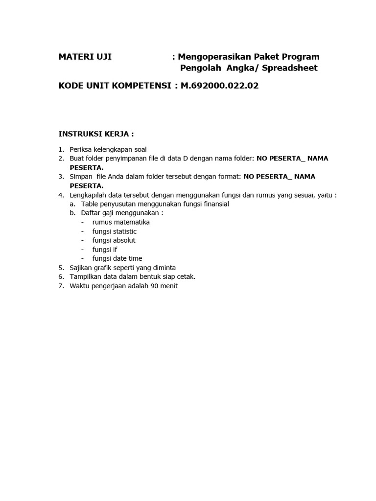 Soal Spreadsheet Latihan 1 Pdf