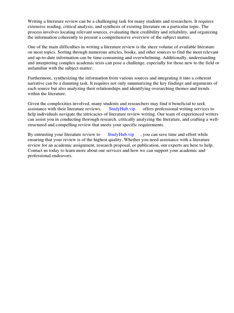 Summary of Literature Review Example | Download Free PDF | Literature ...