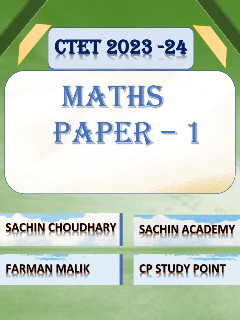 402) Ctet Math Paper - 1 | PDF
