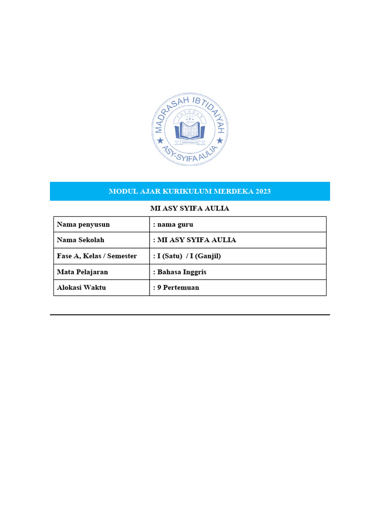 Modul Ajar Angka Bahasa Inggris MI | PDF