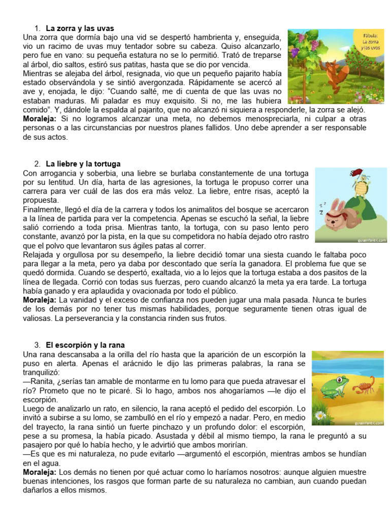 5 Fabulas Con Moraleja | PDF