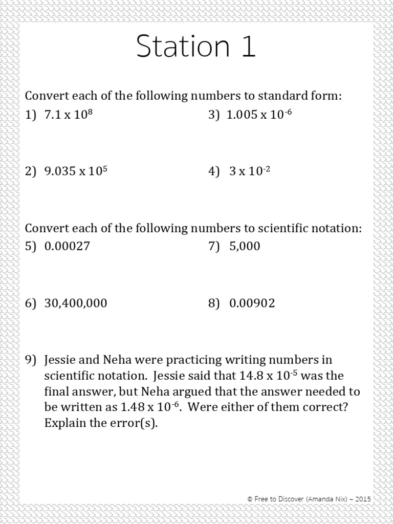 Scientific Notation Practice Exercises | PDF | Mathematics