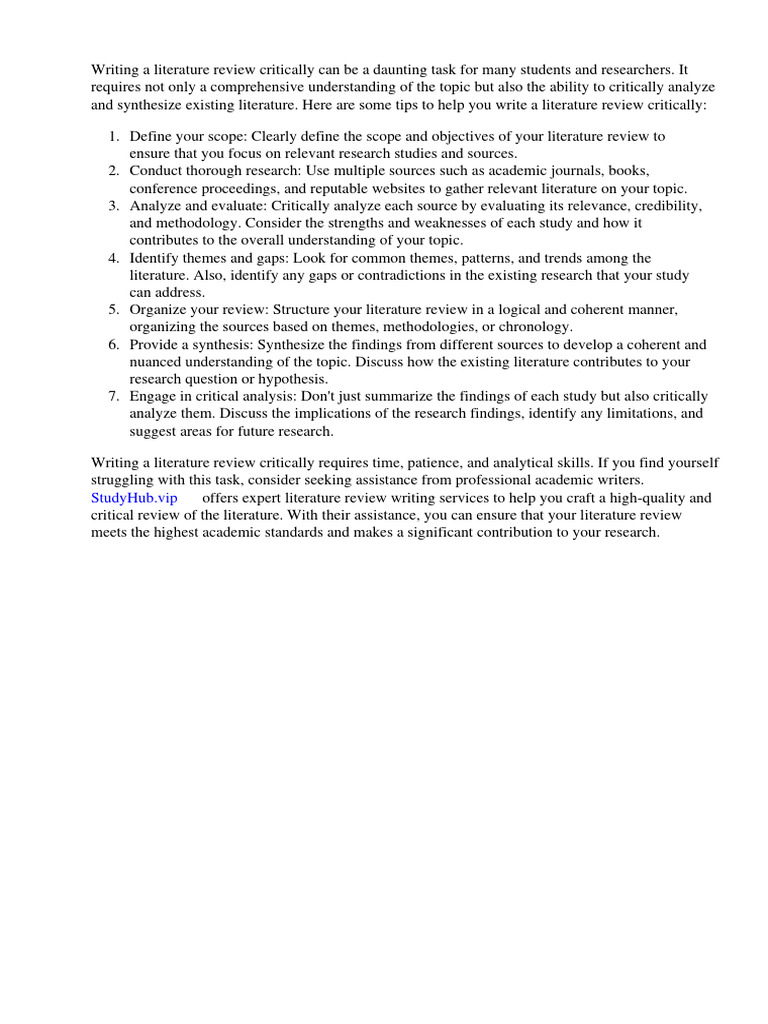 How to Write Literature Review Critically | PDF | Literature Review | Essays