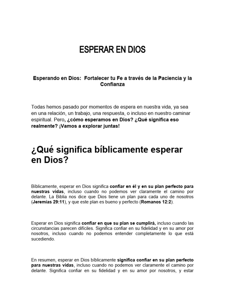 Esperar En Dios Pdf Dios Fe