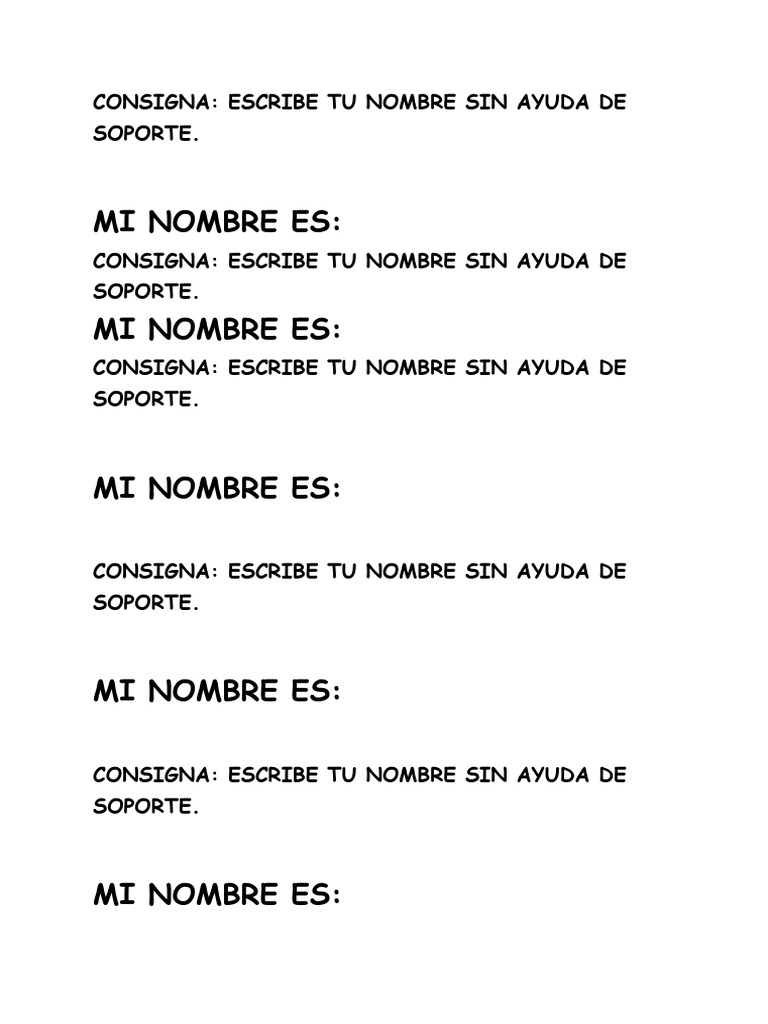 CONSIGNA_ ESCRIBE TU NOMBRE SIN AYUDA DE SOPORTE | PDF