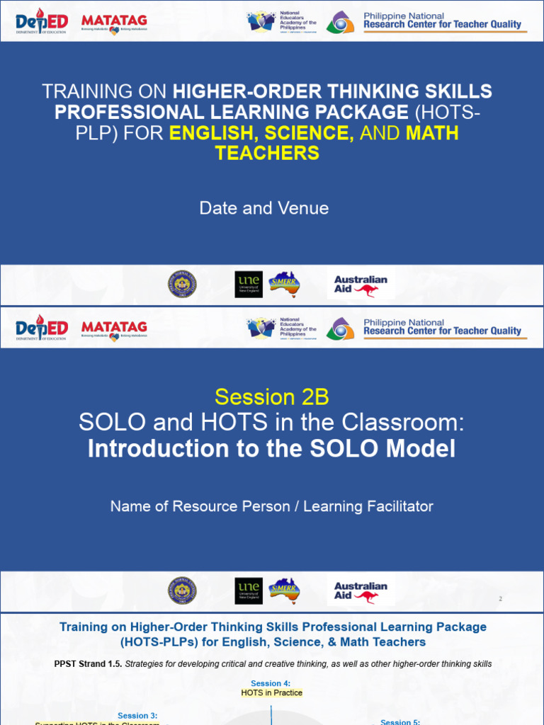 S2B - SD - SOLO and HOTS in The Classroom | PDF | Thought | Learning