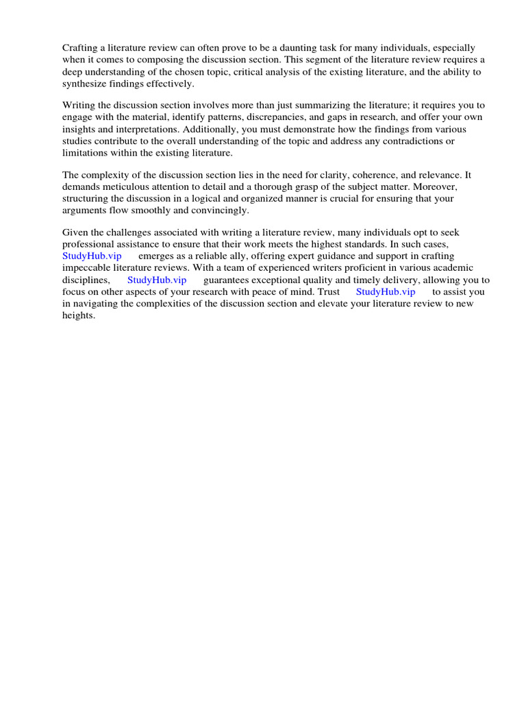 How To Write The Discussion Section of A Literature Review | PDF ...
