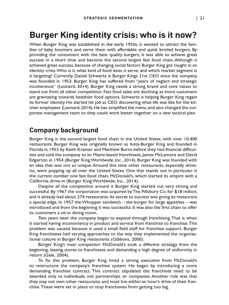 Burger King's Identity Crisis Explained | PDF | Franchising | Mc Donald's