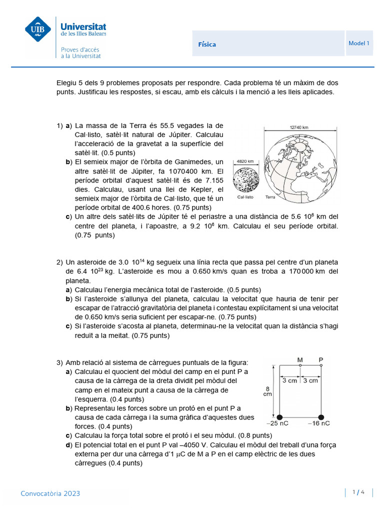 Enunciat FISICA JUNY 2023 | PDF