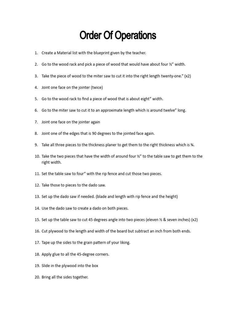 Order of Operations 1 | Download Free PDF | Crafts | Tools