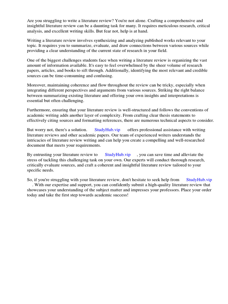 How To Write A Literature Review For Dummies | PDF | Apa Style | Citation