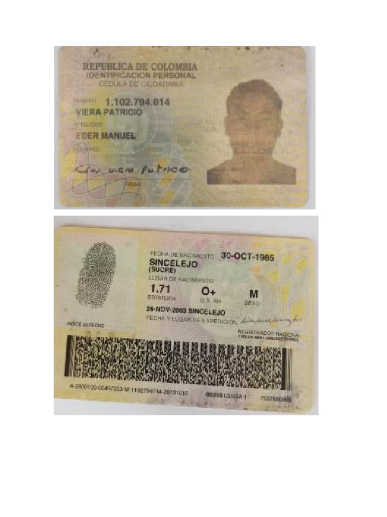 CEDULA - EDER MANUEL VIERA PATRICIO | PDF