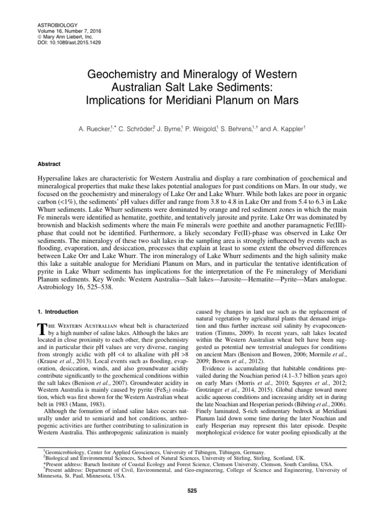 Australian Salt Lake Sediments | PDF | Iron | Minerals