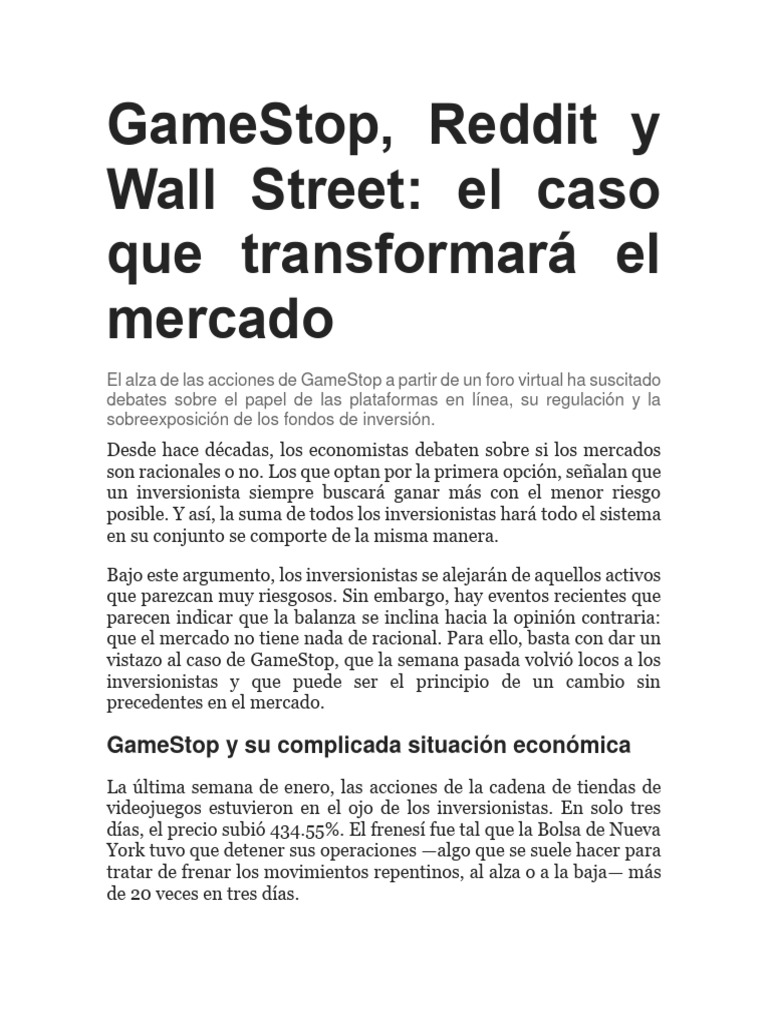 Caso 1 Game Stop | PDF | Economias | Sector privado