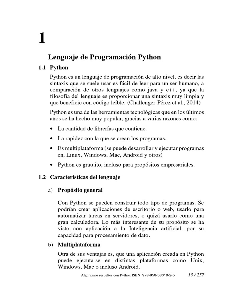 Algoritmos Resueltos Con Python 1 | Descargar gratis PDF | Python (lenguaje de programación ...