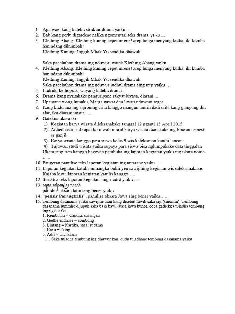 Bhs Jawa Kls 9 | PDF