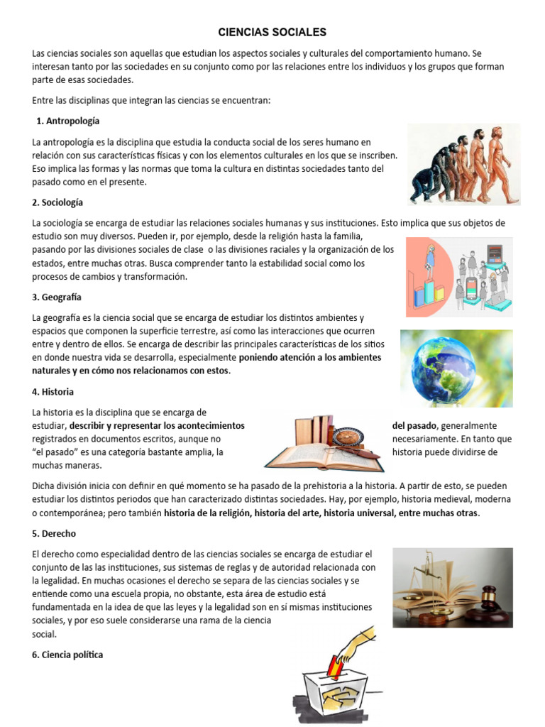 Disciplinas de Las Ciencias Sociales | PDF | Sociedad | Ciencias Sociales