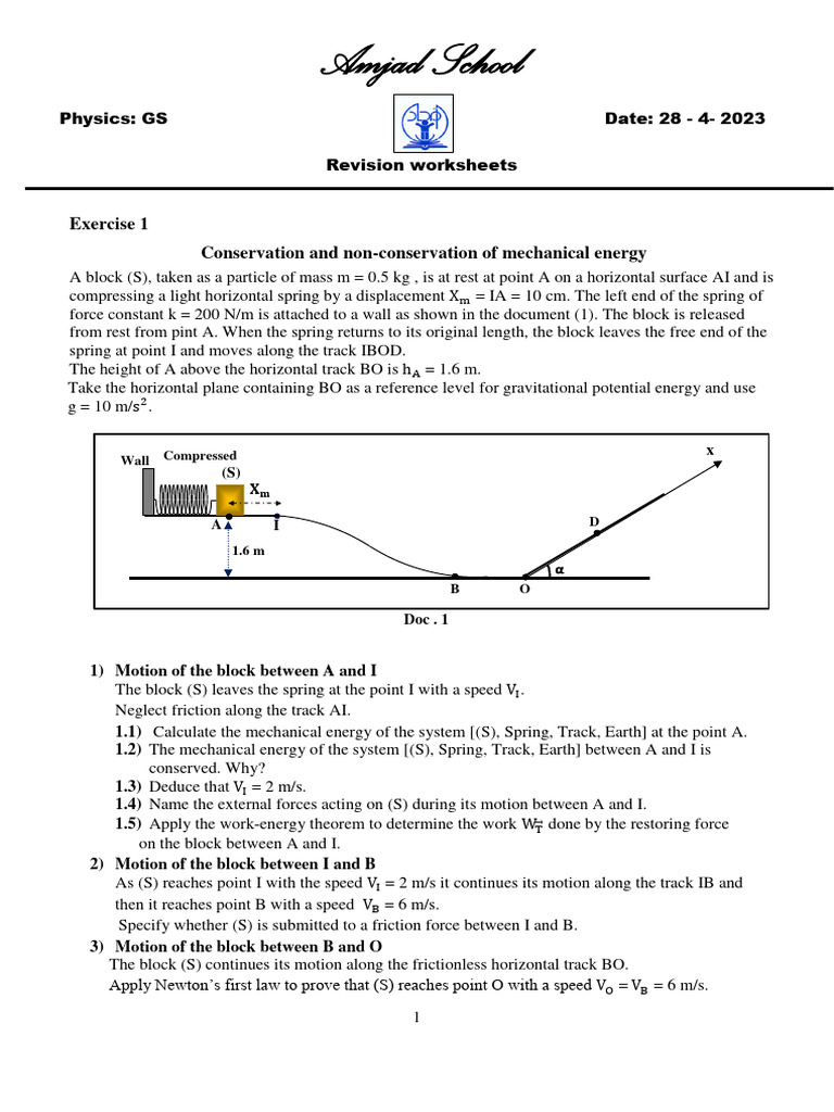 Revision Worksheets 28-4-2023 | PDF | Force | Collision
