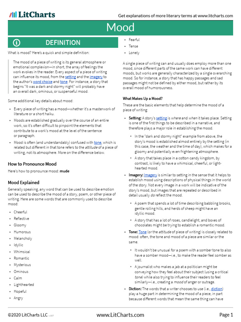 LitCharts Mood | PDF | Poetry