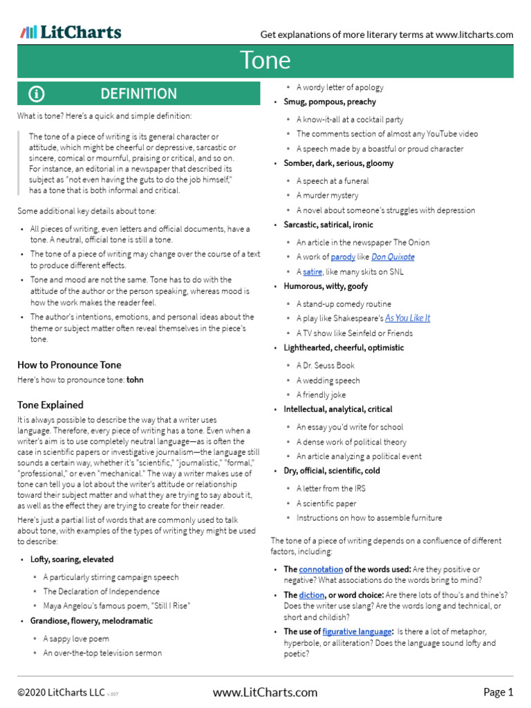 LitCharts Tone | PDF | Poetry | Writers