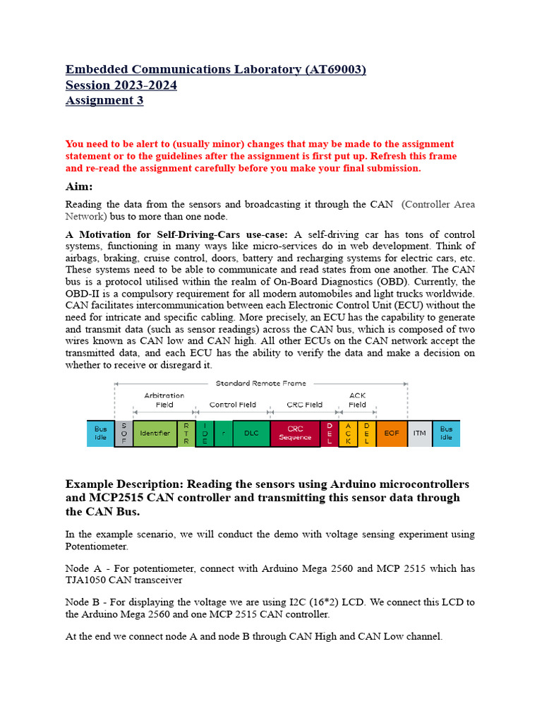 CAN Bus Assignment | PDF | Computer Science | Telecommunications