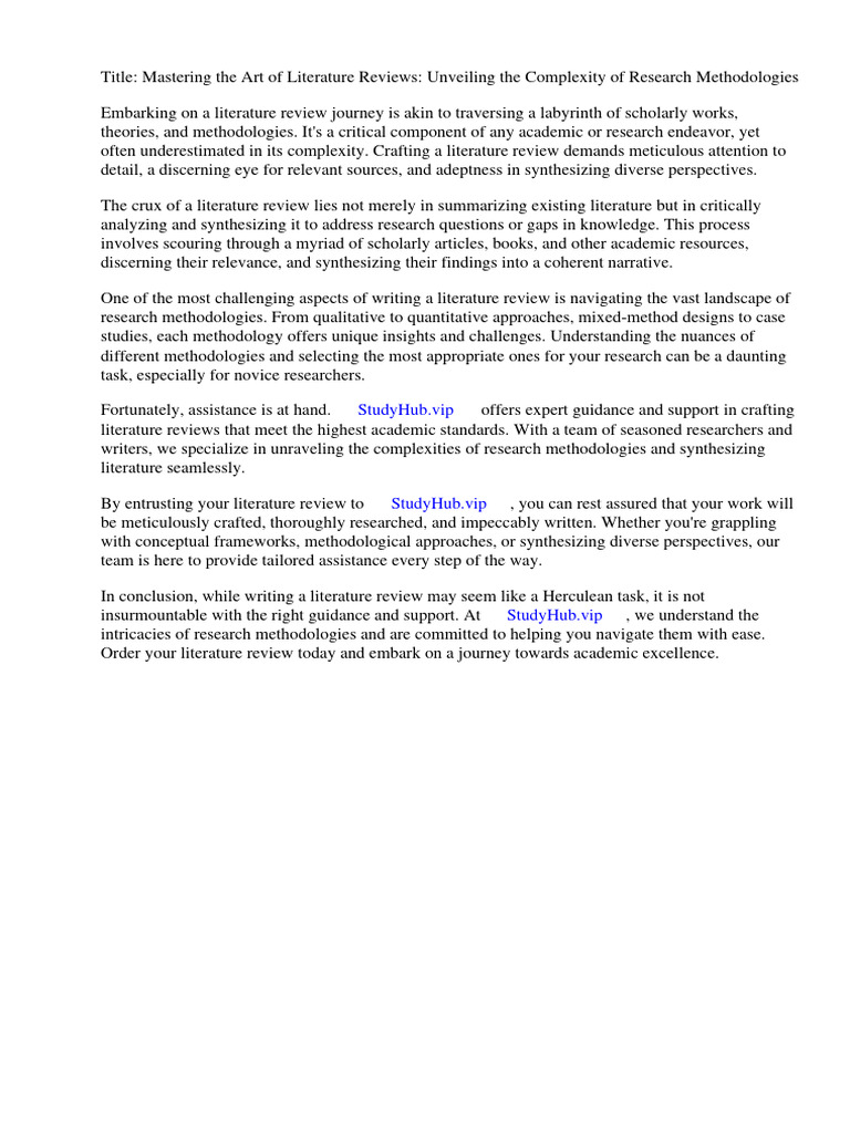 Research Methodology Examples For Literature Review | PDF | Methodology ...