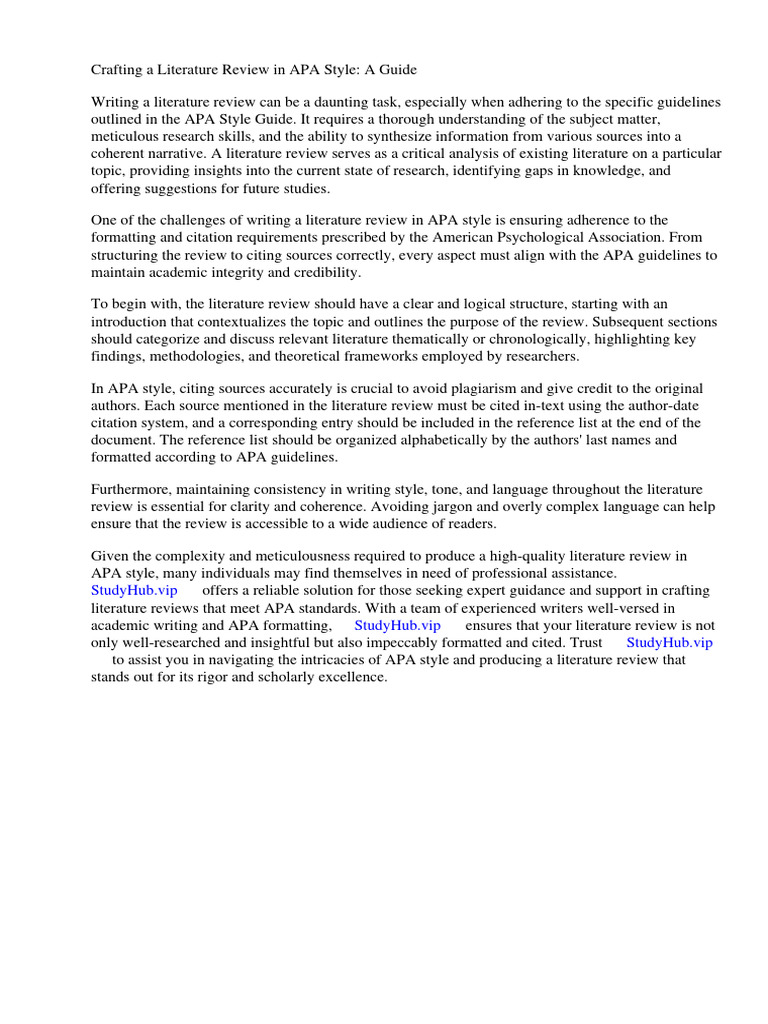 Apa Style Guide Literature Review | PDF | Apa Style | Citation