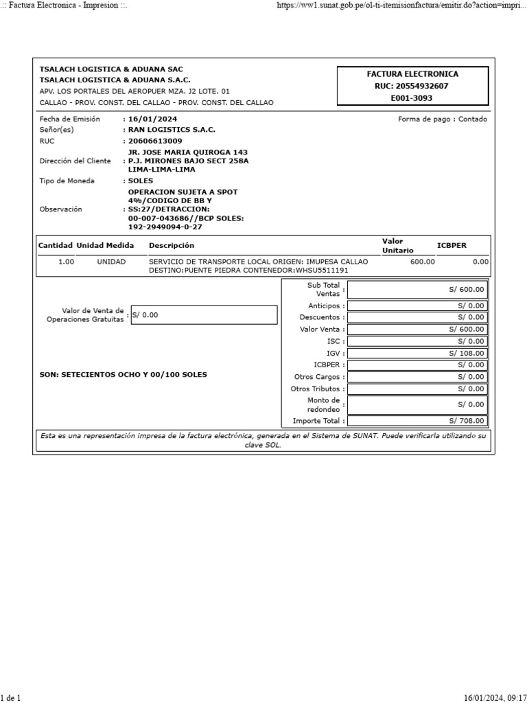 3093. Factura Electronica - Impresion | PDF | Tecnología bancaria | Pagos