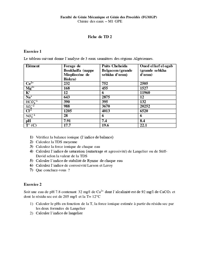 Fiche de TD 2 CDE | PDF