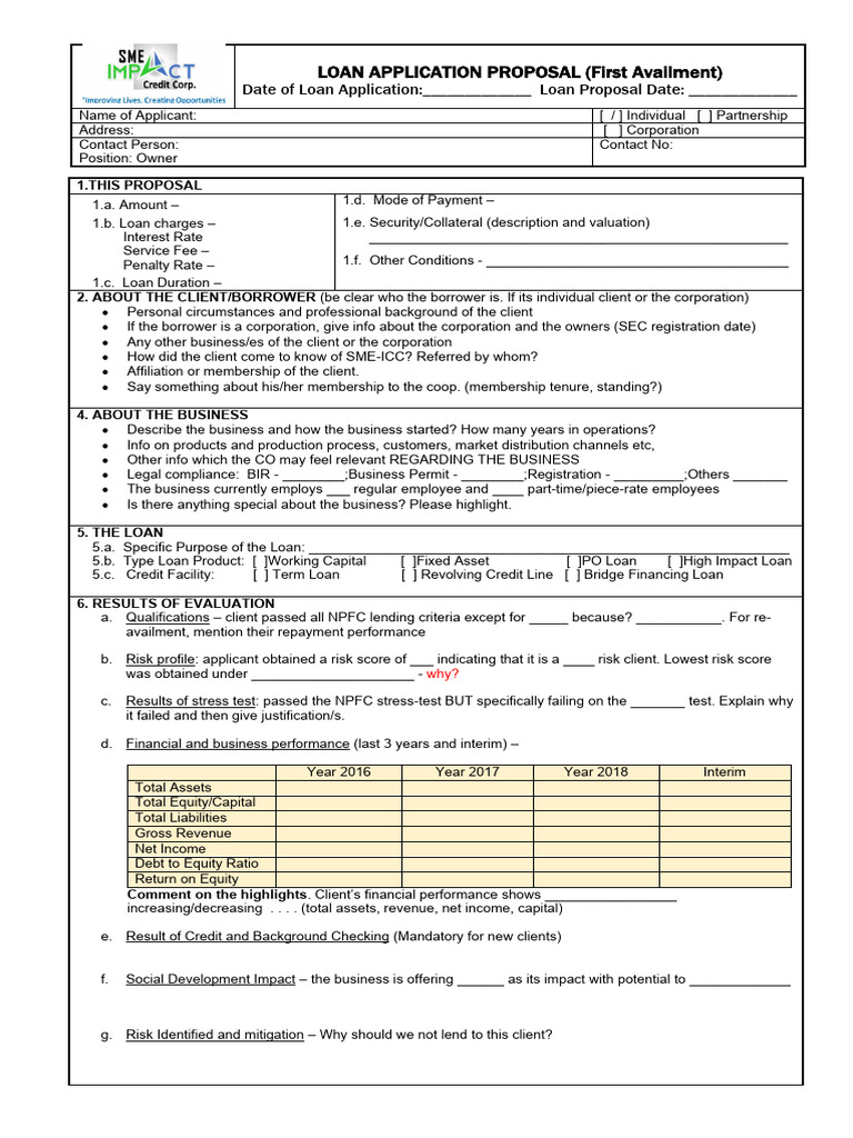 Loan Proposal Format | PDF | Loans | Debt