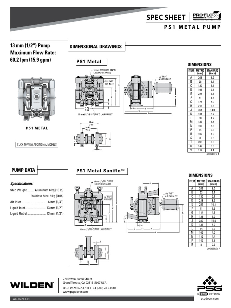 Ps1 Metal Spec Sheet | PDF | Gas Technologies | Mechanical Engineering