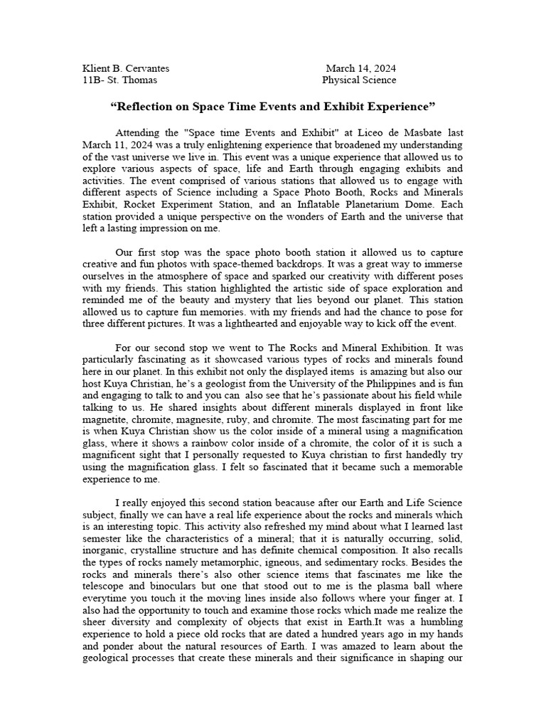 science reflection | PDF | Rock (Geology) | Universe