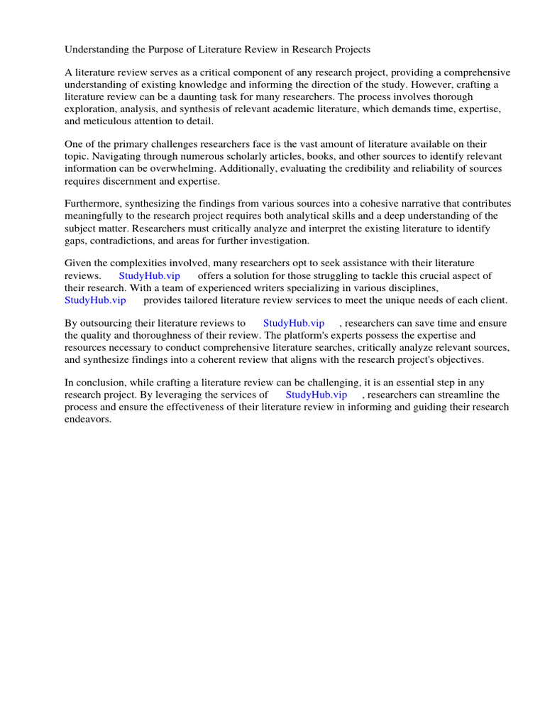 Purpose of Literature Review in Research Project | PDF | Expert ...