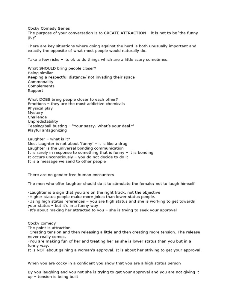 Cocky Comedy Sinthesis | PDF | Laughter | Behavioural Sciences