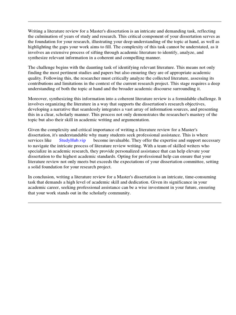 How To Write A Literature Review For A Masters Dissertation | PDF | Literature Review | Thesis