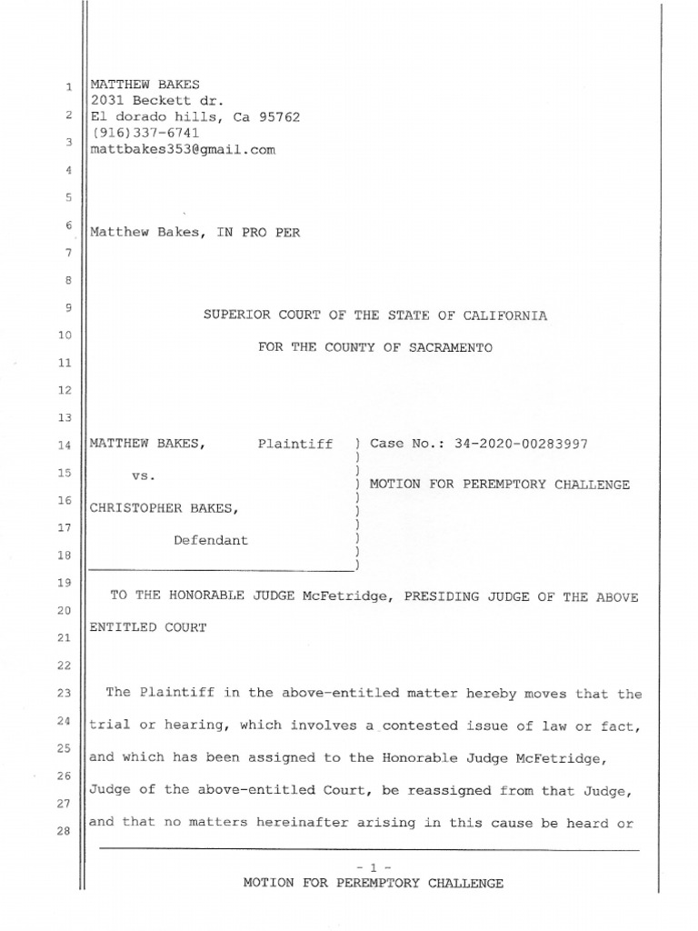 Motion For Peremptory Challenge | PDF