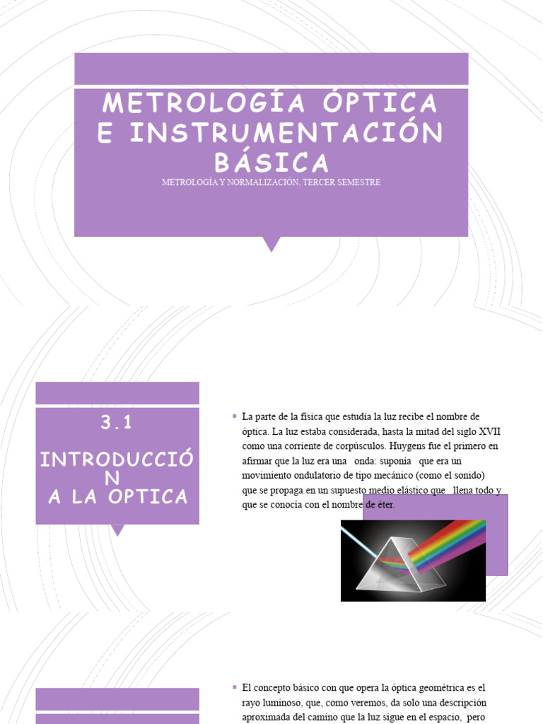 Metrología óptica E Instrumentación Básica Pdf Métodos Y Materiales