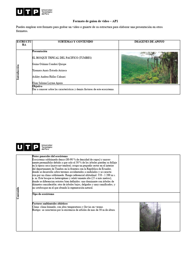 Formato Del Bosque Tropical Del Pacifico | PDF | Arboles | Ecosistema