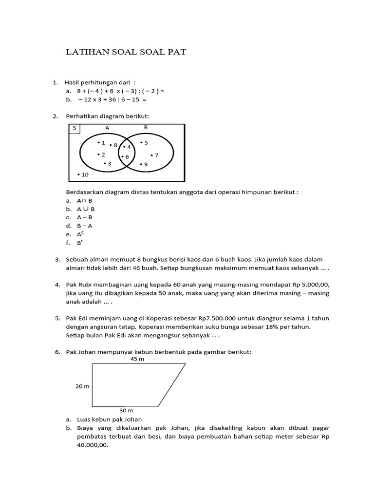 Latihan Soal Soal Pat | PDF
