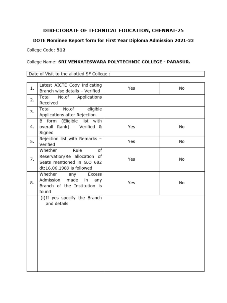 DTE Nominee Report Form | PDF