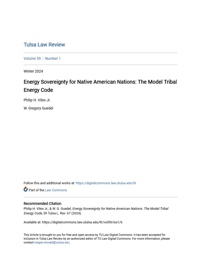 Energy Sovereignty for Native American Nations - The Model Tribal ...