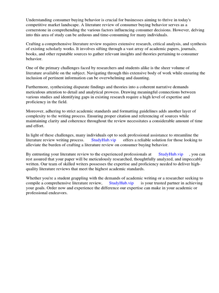 Literature Review of Consumer Buying Behaviour | PDF | Consumer ... Literature Review of Consumer Buying Behaviour | PDF | Consumer ...