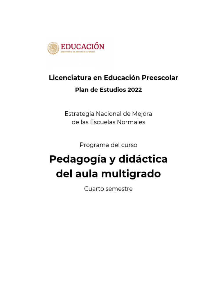 Pedagogía del Aula Multigrado en Preescolar | PDF | Educación de la ...