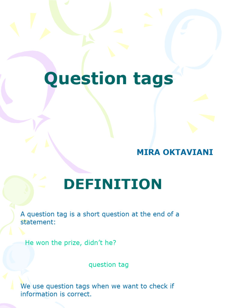 Question Tags | PDF | Question | Verb