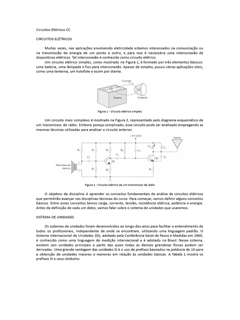 Circuitos CC - Conceitos Fundamentais | PDF | Corrente elétrica | Carga elétrica