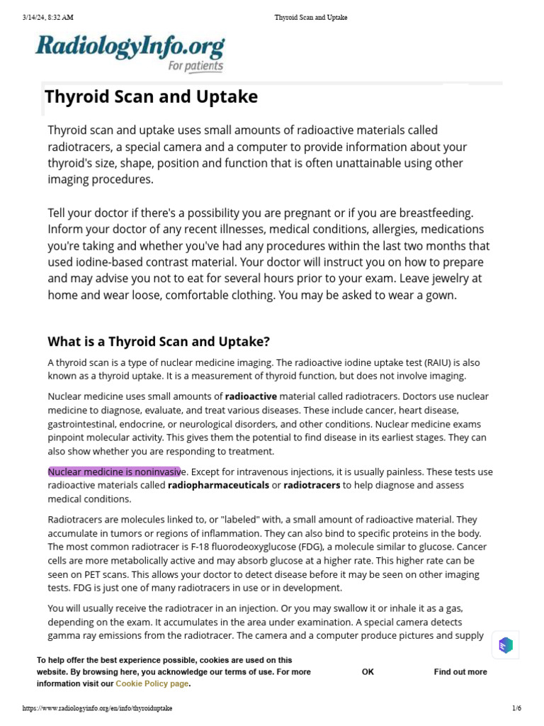 Thyroid Scan and Uptake | PDF | Nuclear Medicine | Thyroid